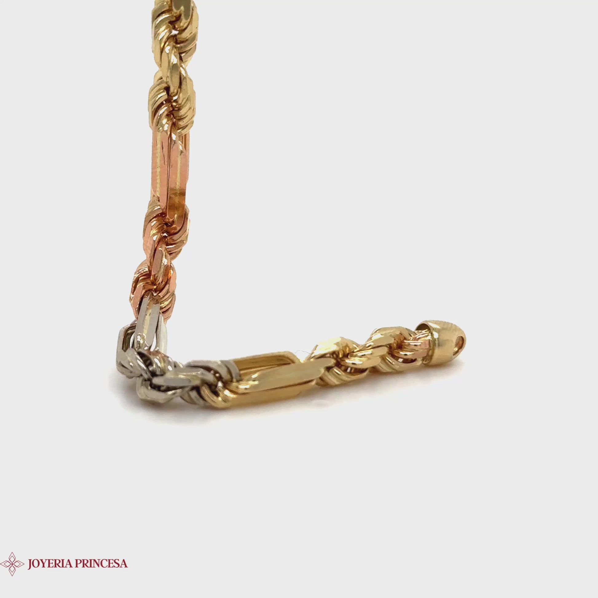 14K Italian Tri Color Chain – JoyeriaPrincesa